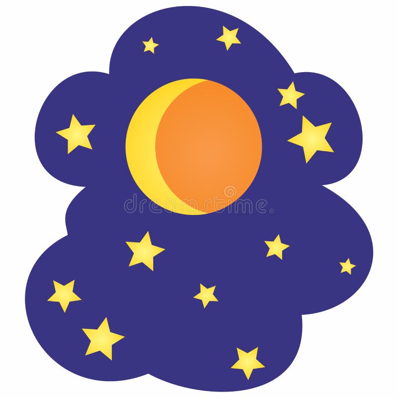 Moon And Stars Vector Cartoon Stock Illustration - Illustration of ...
