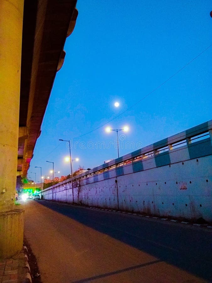 Moon and street light stock image. Image of coordination - 175041505