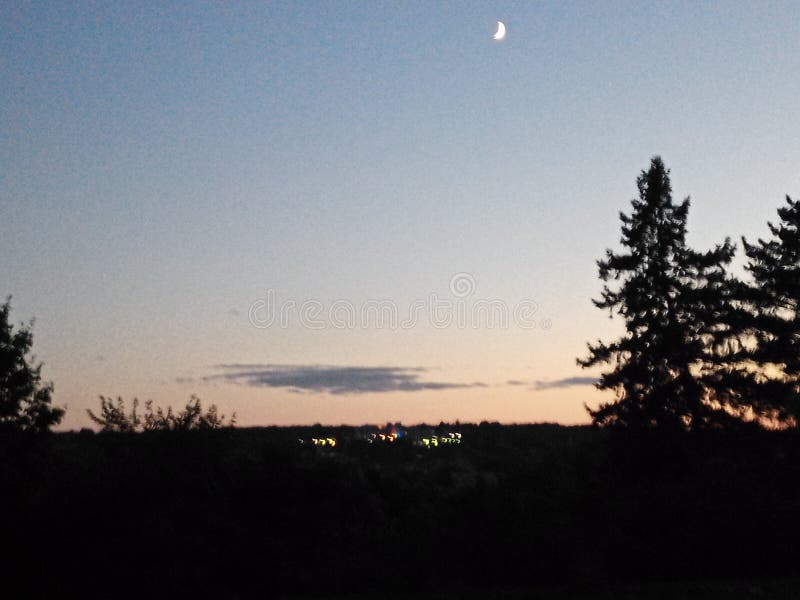 Moon sunlight morning 5am stock image. Image of weekend - 194284745