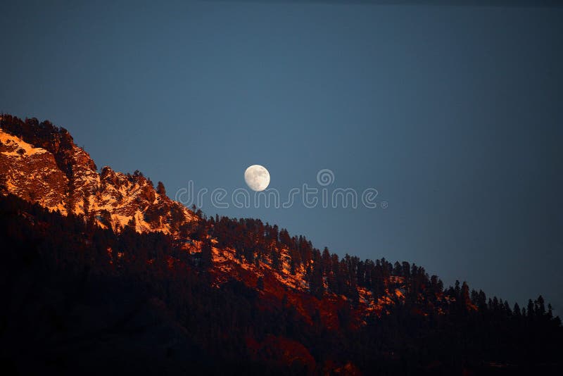 Moon Sunlight Mountain Tree Stock Photo - Image of light, screenshot ...
