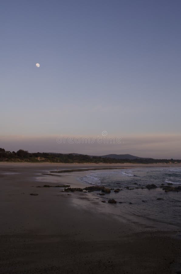 Moon in the Sunrise of Summer Stock Photo - Image of moon, yamba: 130161446
