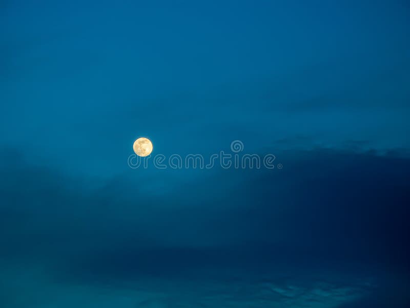 The Moon at Sunset, on the Background the Blue Sky Stock Image - Image ...