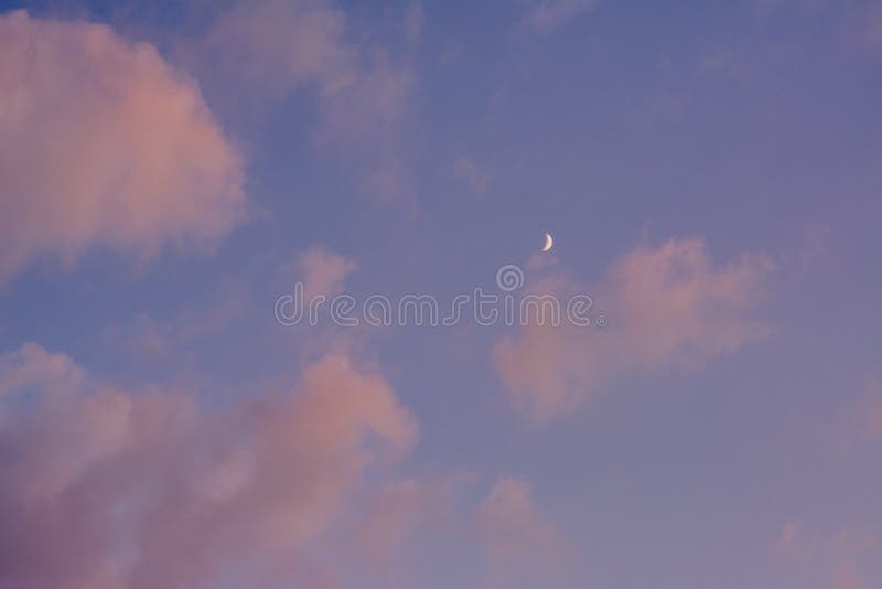 The Moon and Sunset Colors in the Sky, in Covington, Kentucky Stock ...