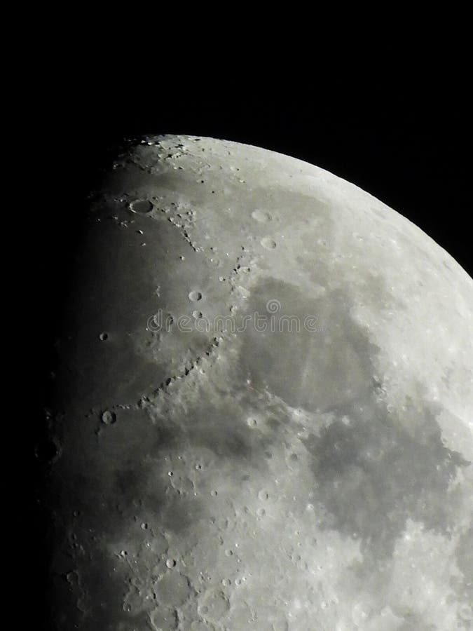 Moon Surface Detail Visible during Waxing Gibbous Phase Stock Photo ...