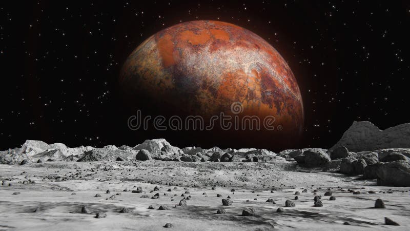 Moon Surface and a Big Planet Background Stock Photo - Image of nature ...