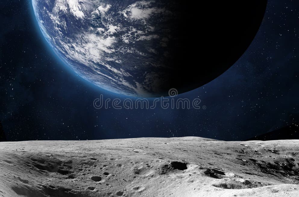 Moon surface and Earth stock photo. Image of surface - 170640254