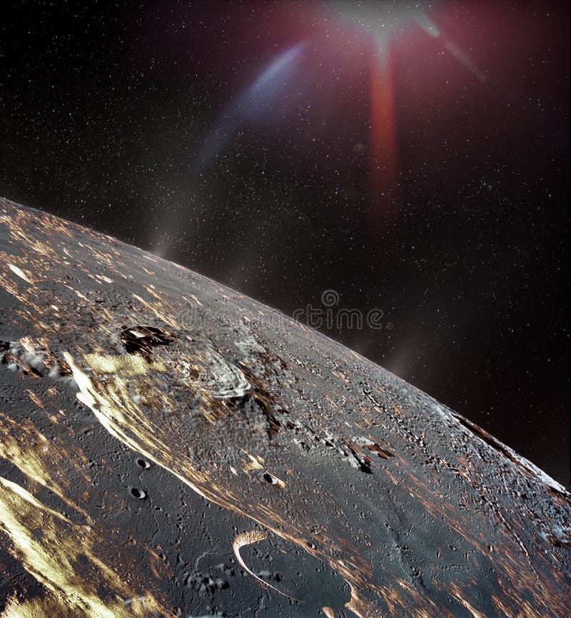Moon Surface Solar Lens Flare. Stock Photo - Image of nebula, cosmos ...