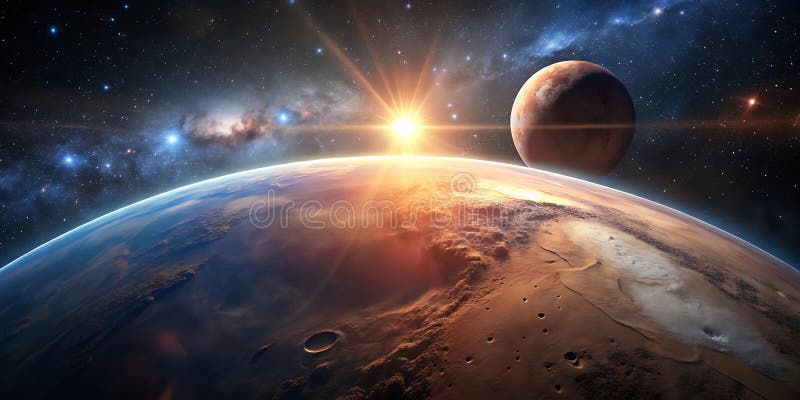 Moon Surface View of Earth with the Sun Visible, Solar Eclipse ...