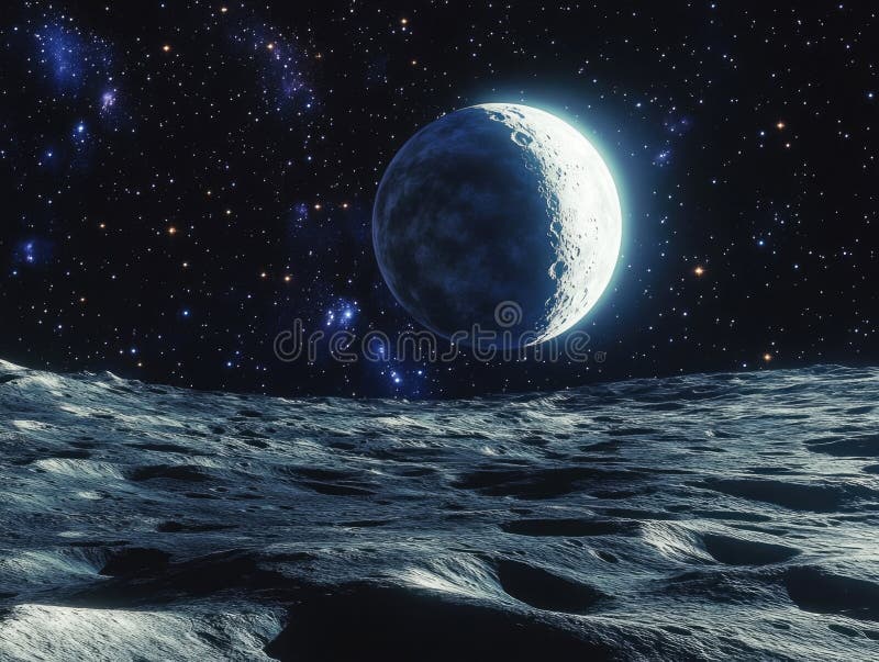 Moon Surface View stock image. Image of generated, celestial - 385076221