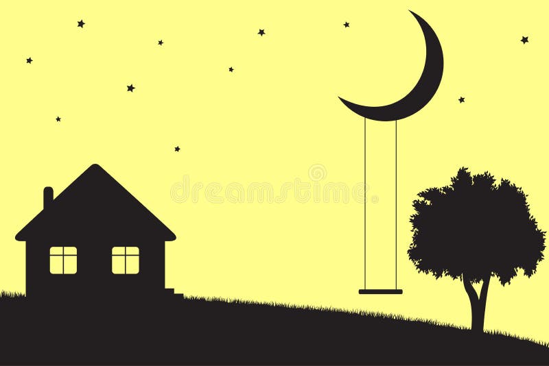 Moon swings stock vector. Illustration of house, summer - 39030535