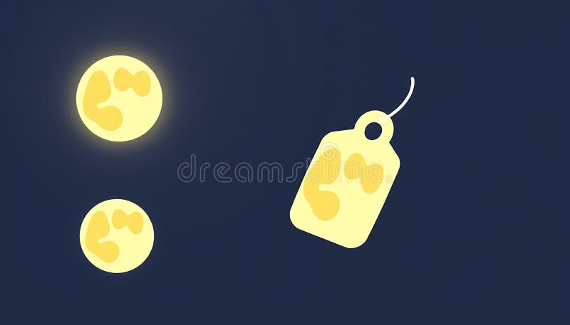 Moon and Tag Icon Graphic Set, Price Label and Design Elements ...