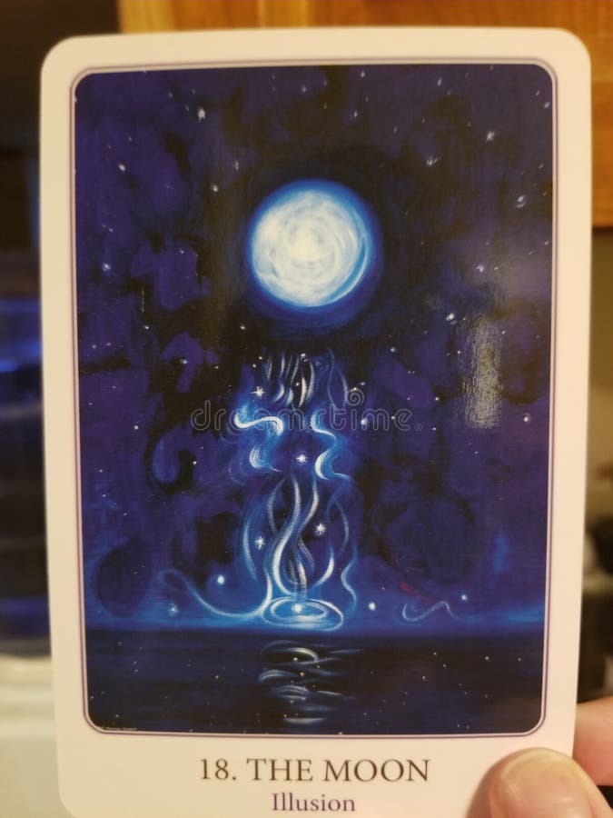 The Moon Tarot Card editorial stock image. Illustration of blue - 151754819