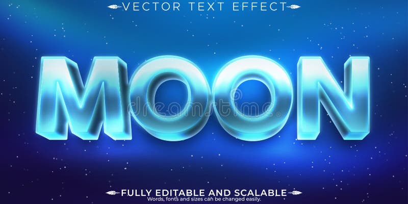 Moon Text Effect, Editable Metallic and Space Text Style Stock Vector ...