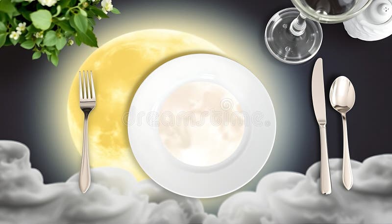 Moon Themed Elegant Table Setting, Fine Dining, Lunar Event Decor ...