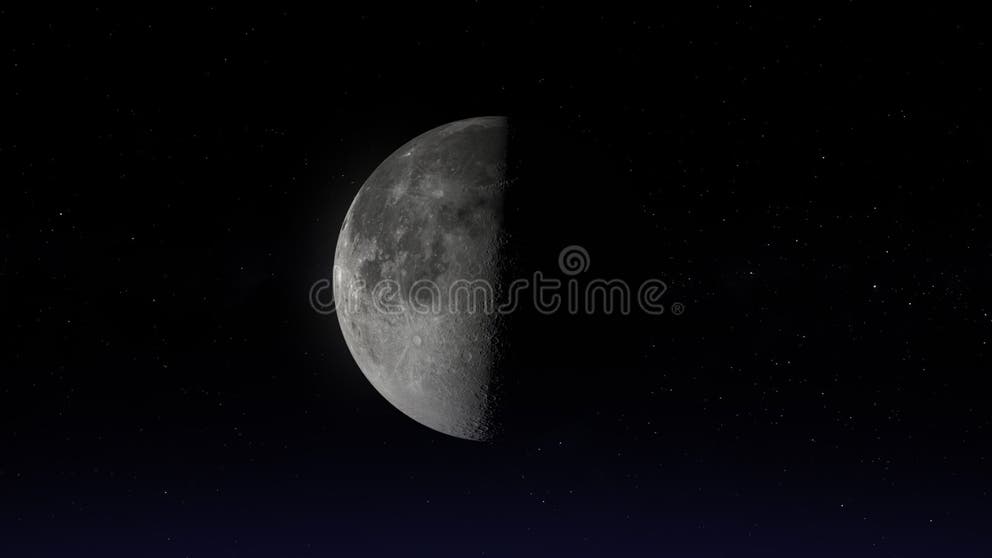The Moon in Third Quarter Phase. Stock Illustration - Illustration of ...