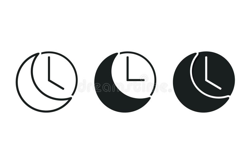 Moon with Time Icon. Night Shift. Sleeping Time. Vector Illustration ...