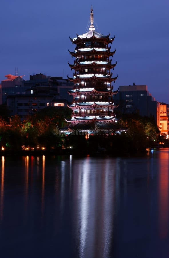 Moon tower nightscape stock photo. Image of tower, water - 17529332