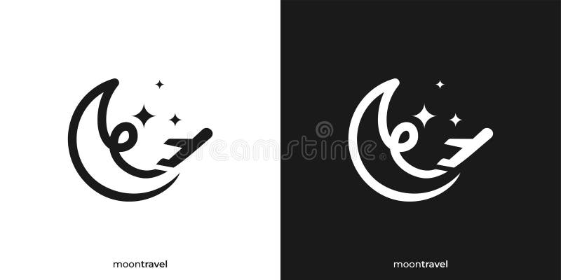 Simple Moon Travel Logo. Moon, Crescent Airplane. Stock Vector ...