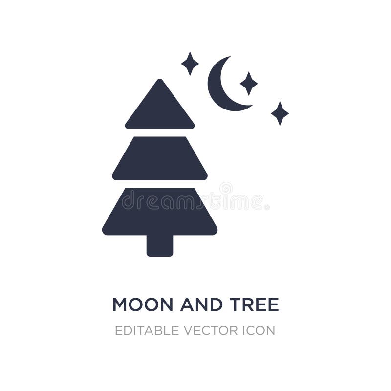 Moon and Tree Icon on White Background. Simple Element Illustration ...