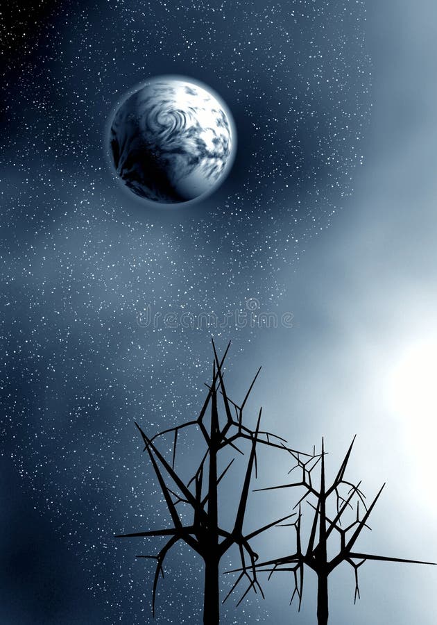 Moon and trees stock illustration. Illustration of clipart - 3239343