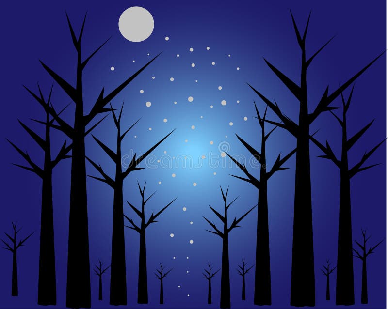 Moon trees stock vector. Illustration of dark, branches - 2757751