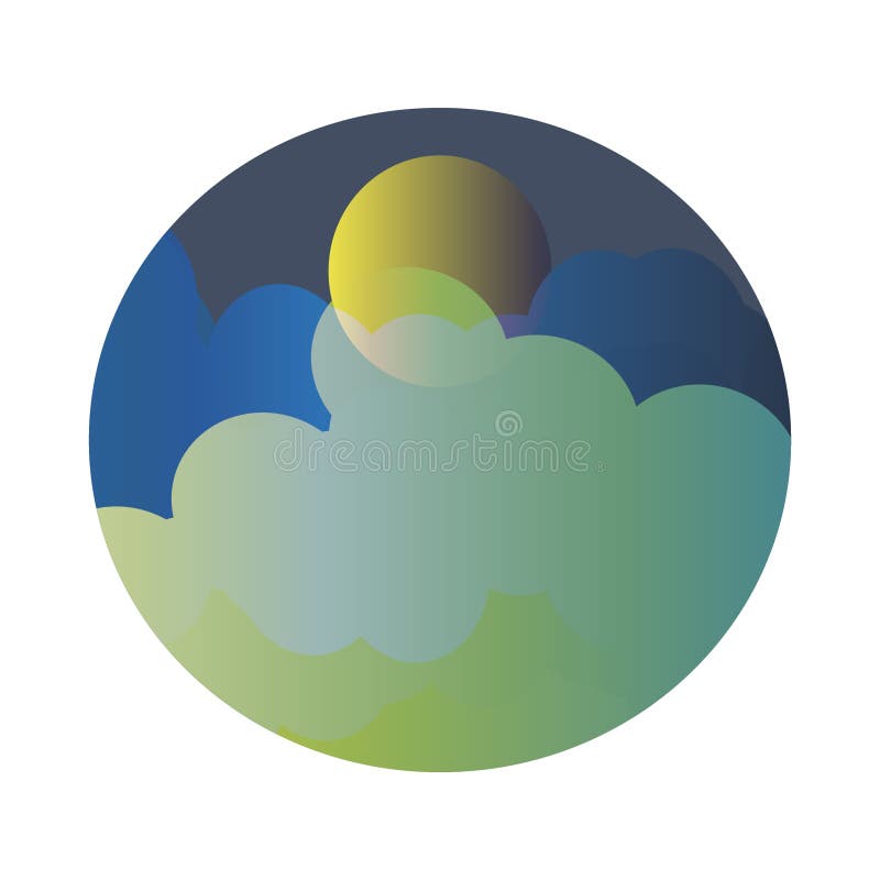 Moon Under Clouds Vector Design Stock Illustration - Illustration of ...