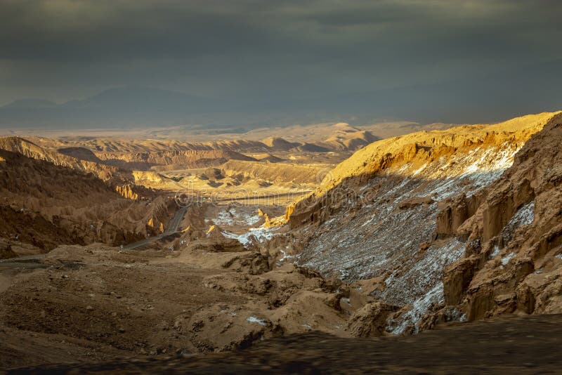 Moon Valley Dramatic Landscape at Sunset, Atacama Desert, Chile Stock ...