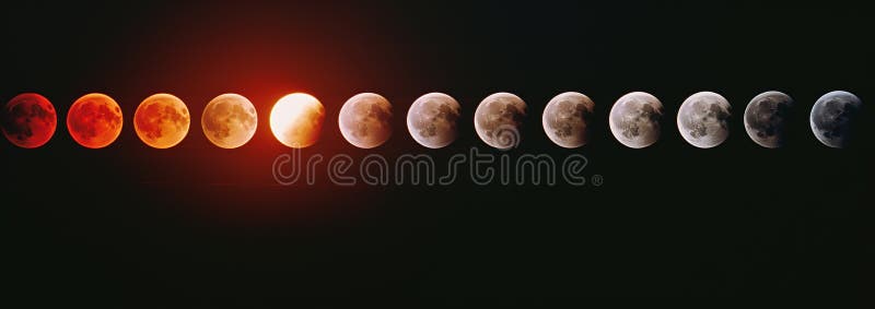 The Moon in Various Phases and Colors Stock Image - Image of colorful ...