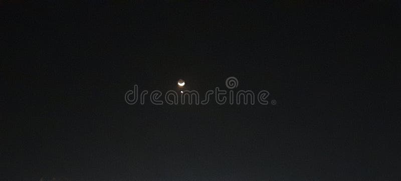 Moon and Venus Conjunction in Night Sky Stock Photo - Image of ...