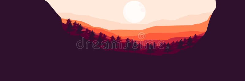 Moon View from Mountain Cliff Vector Illustration Stock Vector ...