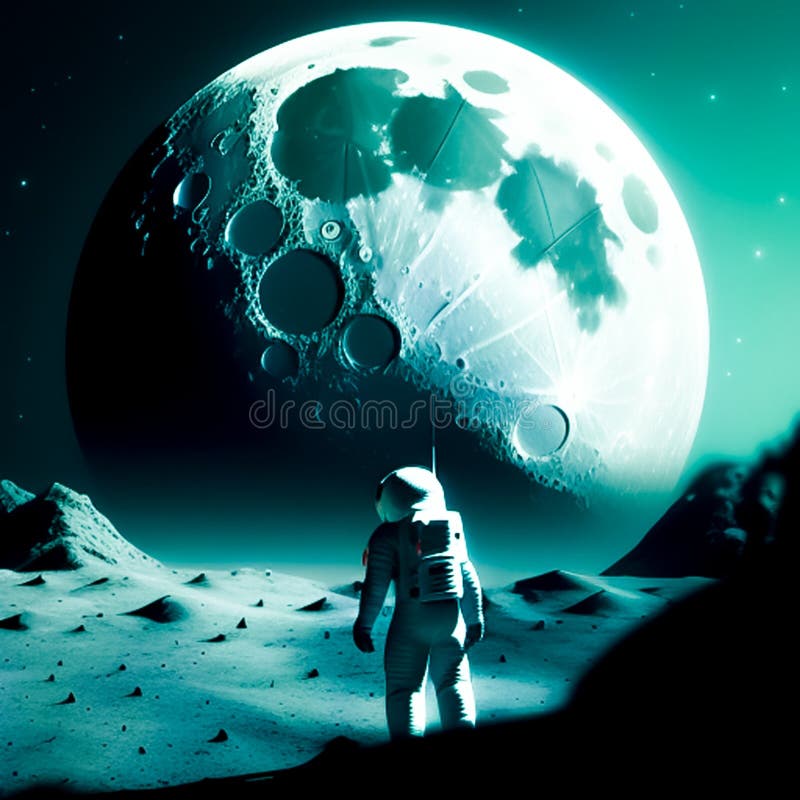 Moon View Point the Human Landing Stock Illustration - Illustration of ...