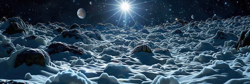 Moon View from Space with Sun Shining in Background Stock Image - Image ...