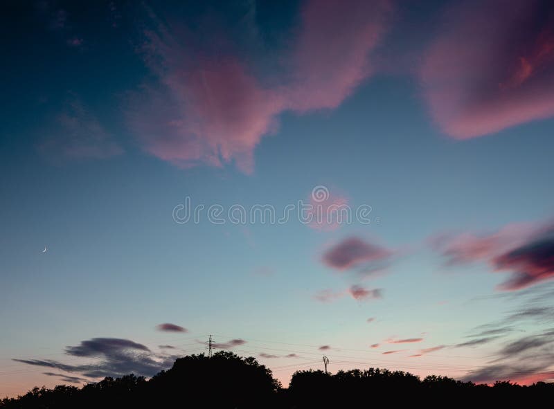 Pink Moon Sunset stock photo. Image of pretty, beauty, clouds - 73050