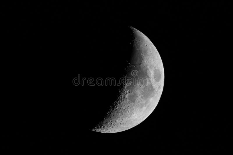 Moon, Waxing Crescent Phase Stock Image - Image of phase, nighttime ...