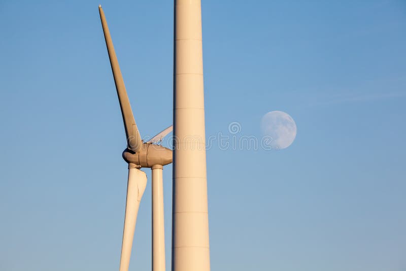 Moon whit windmill stock photo. Image of agriculture - 76051184