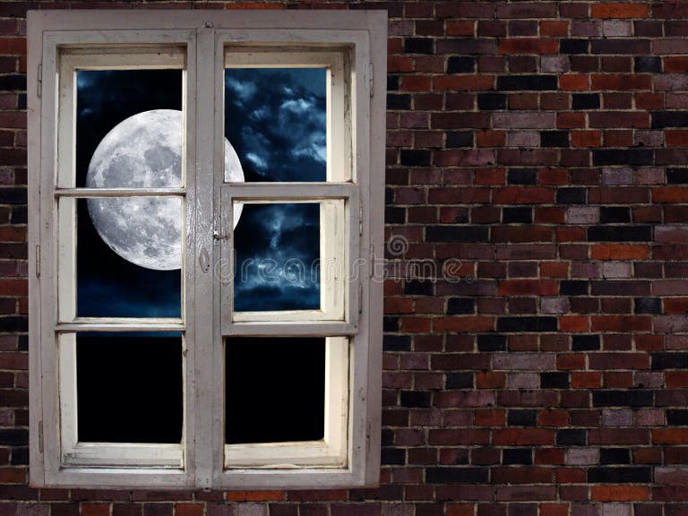Moon in the window stock image. Image of inside, night - 14386405