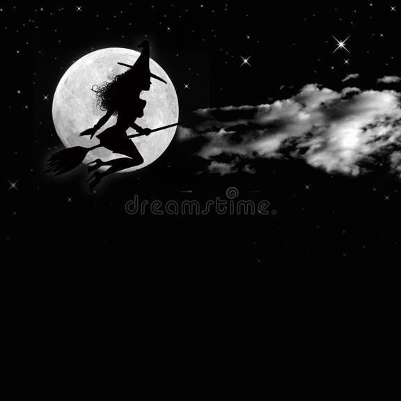 Witch Flying Over Moon Stock Illustrations – 660 Witch Flying Over Moon ...