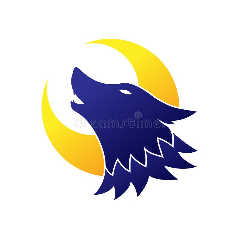 Moon Wolf Vector Logo Illustration. Stock Vector - Illustration of ...