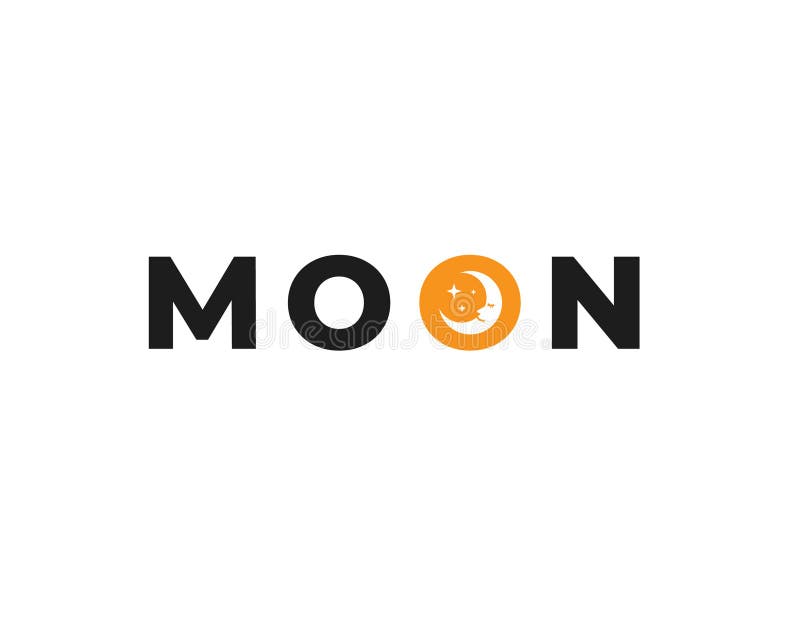 Moon Wordmark Logo with Crescent Moon As Letter O Stock Vector ...