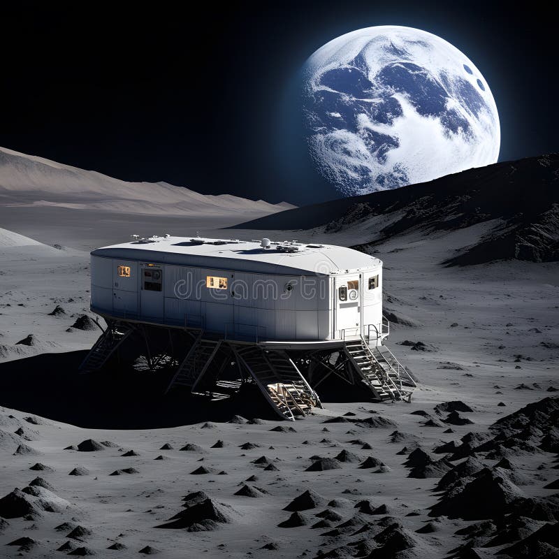 Moonbase, ai-generatet stock illustration. Illustration of future ...