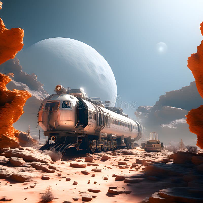 Moonbase, ai-generatet stock illustration. Illustration of lunar ...