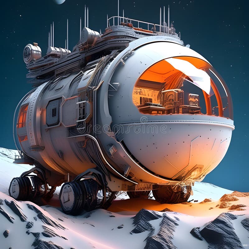 Moonbase, ai-generatet stock illustration. Illustration of expanse ...