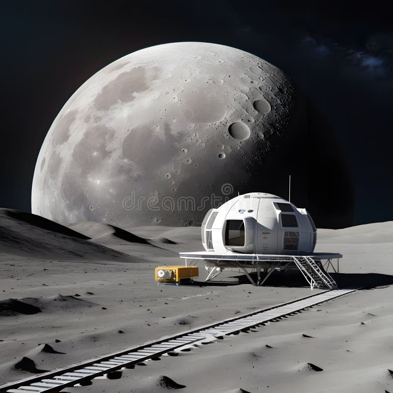 Moonbase, ai-generatet stock illustration. Illustration of expanse ...
