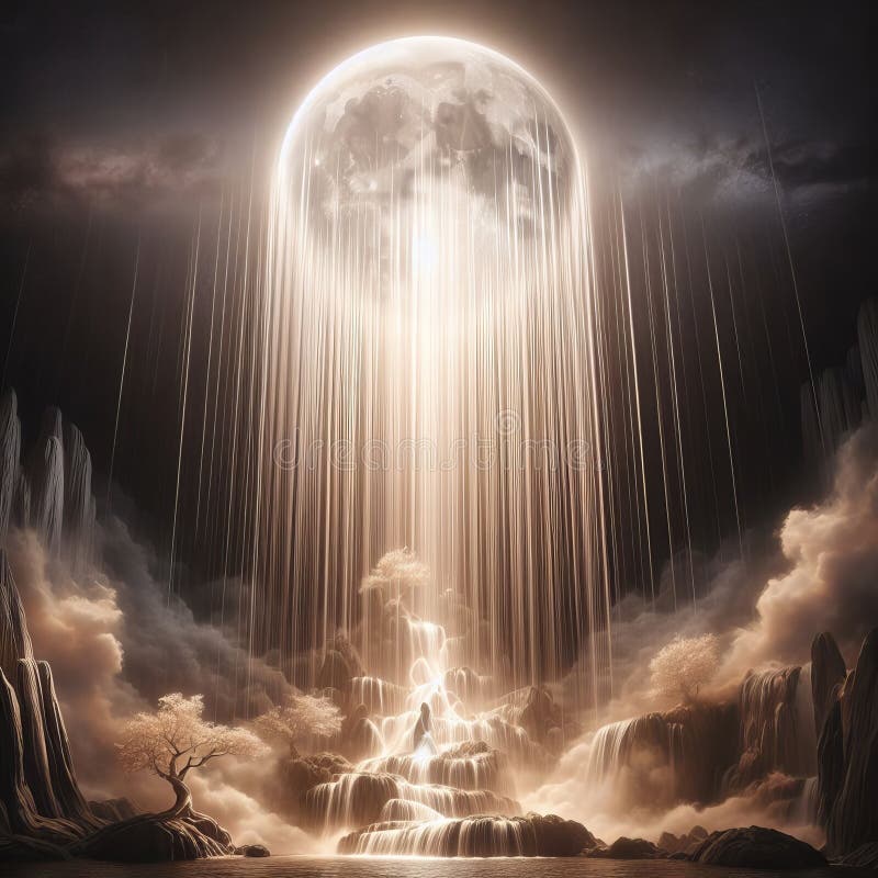 Moonbeam Cascade Beams of Moonlight Cascading from the Ky, Cast Stock ...