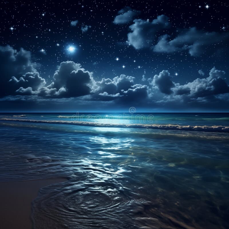 Moonbeam in River Landscape Stock Photo - Image of black, twilight ...