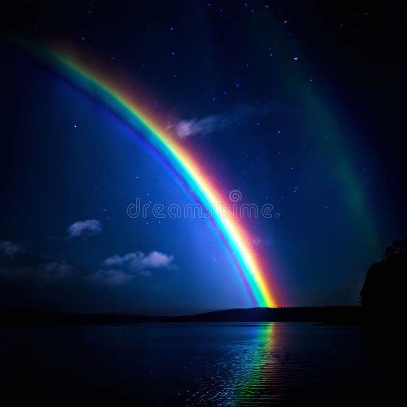 Moonbow a Rainbow that Occurs at Night Created by the Light Oft Stock ...