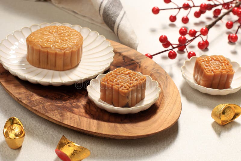Mooncake Concept on Light Background Stock Photo - Image of cake ...