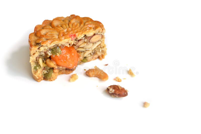 Mooncake with Five Kernel Filling on White Background Stock Image ...