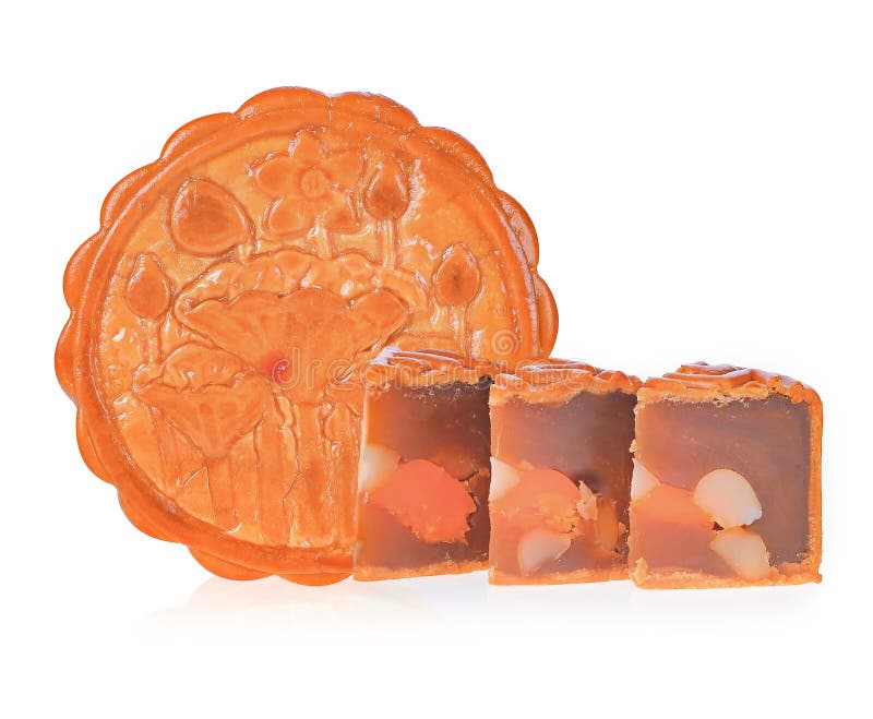 Mooncake Isolated on White Background Stock Image - Image of ...