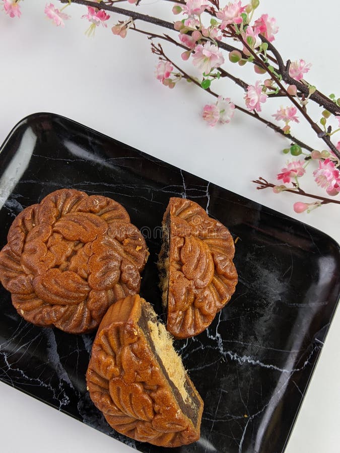 Mooncake on a White Background Stock Photo - Image of lunch, meat ...